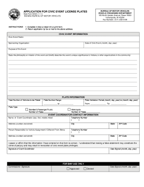 Fillable Online forms in BMV: License Plates Overview - IN.gov Fax ...