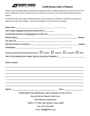 Fillable Online Sample Letter for Disputing Errors on Your Credit ...