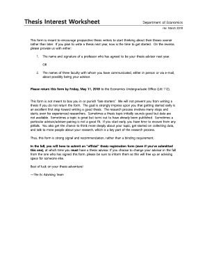 Fillable Online economics harvard Thesis Interest Worksheet Fax Email ...