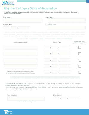 Fillable Online Form: Alignment of expiry dates of registration - vba ...