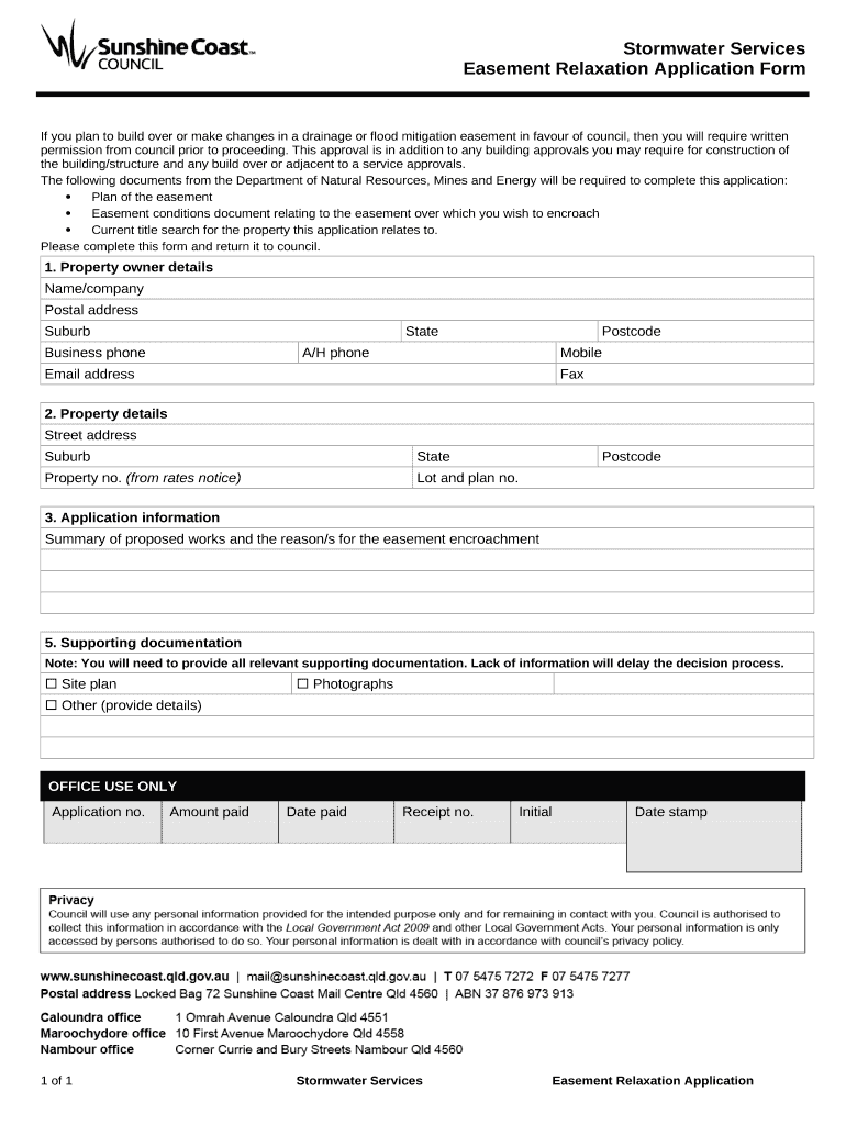 Easement Relaxation Application . SCC with credit card details ...