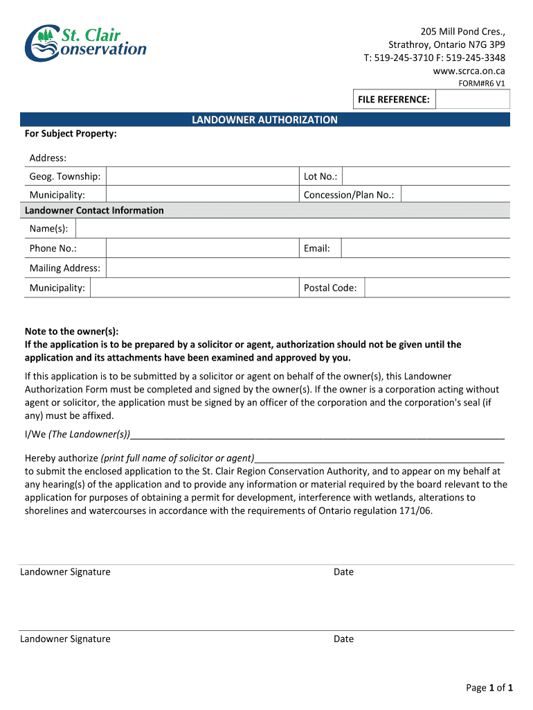Fillable Online Landowner Authorization Form. Regulations Forms Fax Email Print - pdfFiller