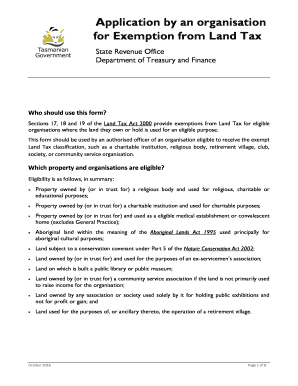 Fillable Online Exempt Land Classification Application - State Revenue ...