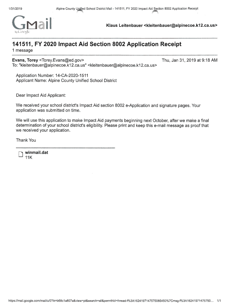 Fillable Online Alpine County Uoified School District Mall -141511, FY ...