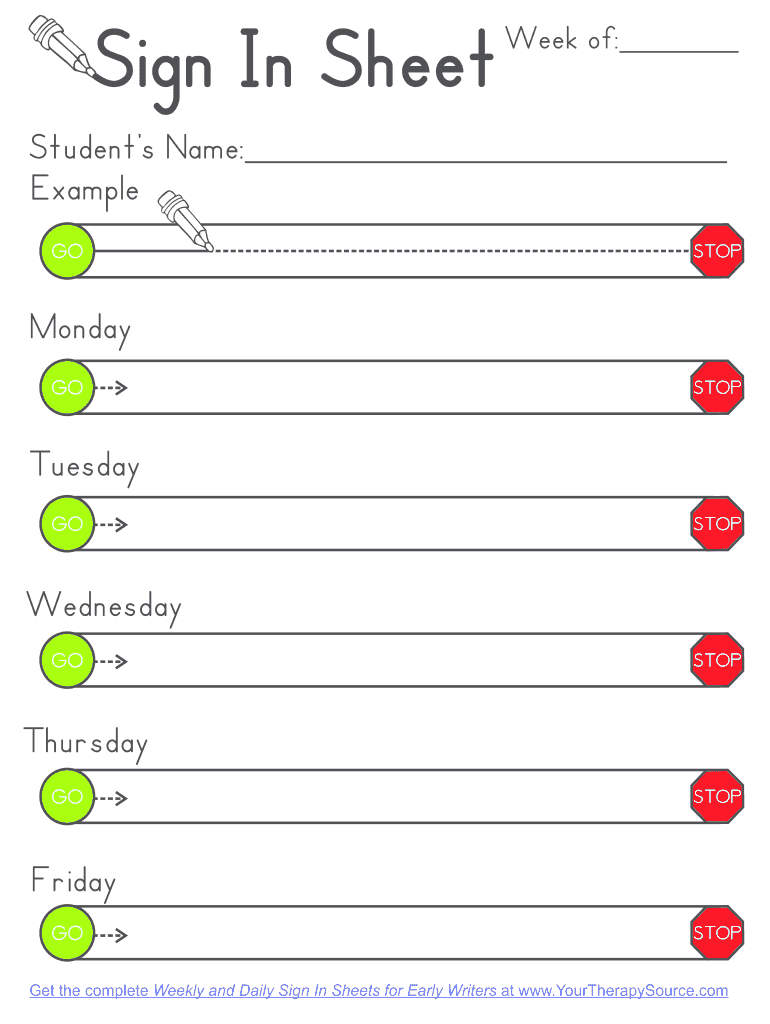 Fillable Online Weekly and Daily Sign IN Sheets freebie.cdr Fax Email ...