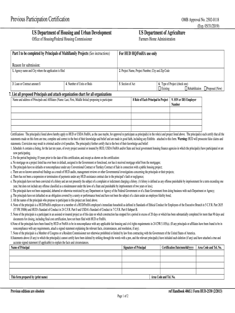 Fillable Online HUD Form 2530 (Exp. 5-31-19) Fill Online, Printable ...