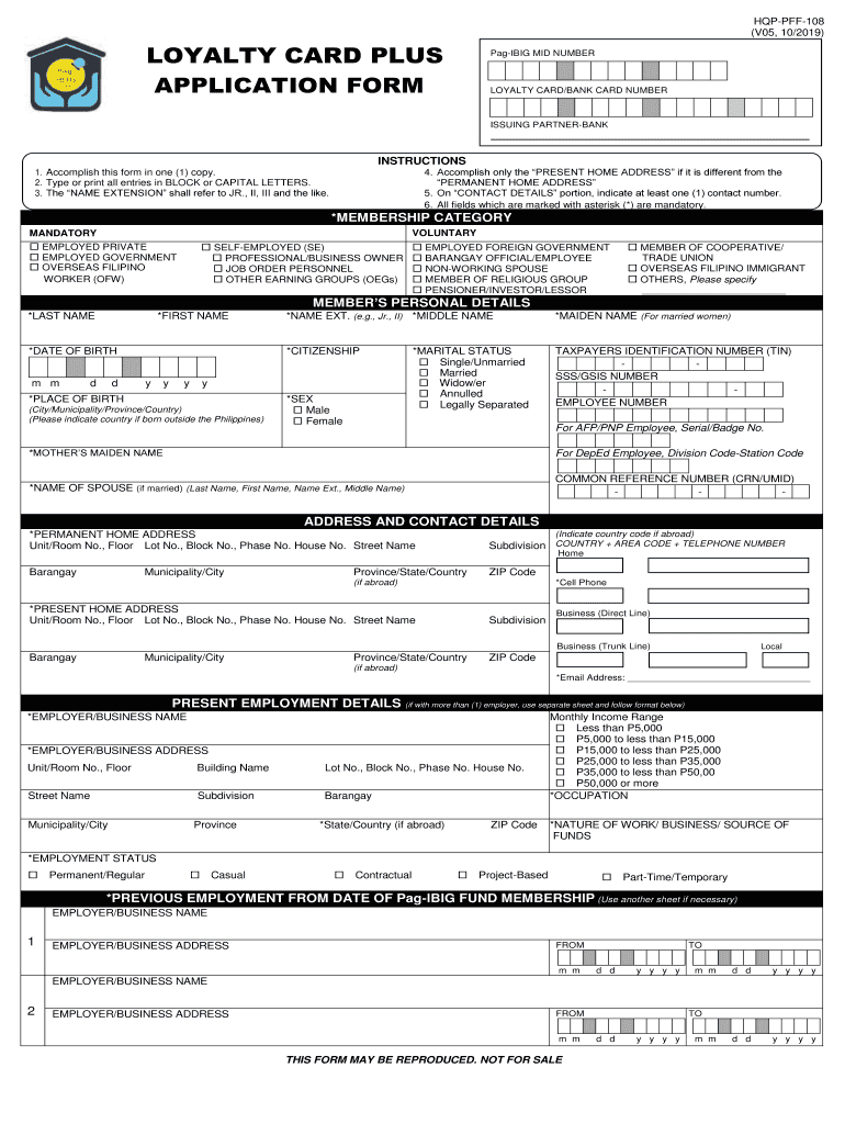 Loyalty Card Plus Application Form Editable 2020 2022 Fill And Sign 