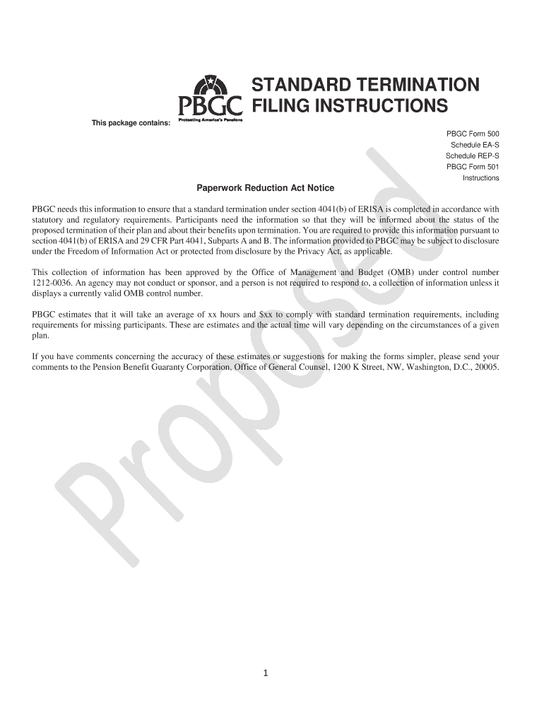 Fillable Online PBGC needs this information to ensure that a standard ...