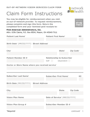 Fillable Online PBEM BCBSTN Out of Network Vision Services Claim Form ...