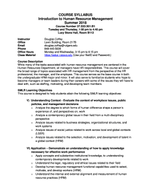 Fillable Online Introduction to human resource management course ...
