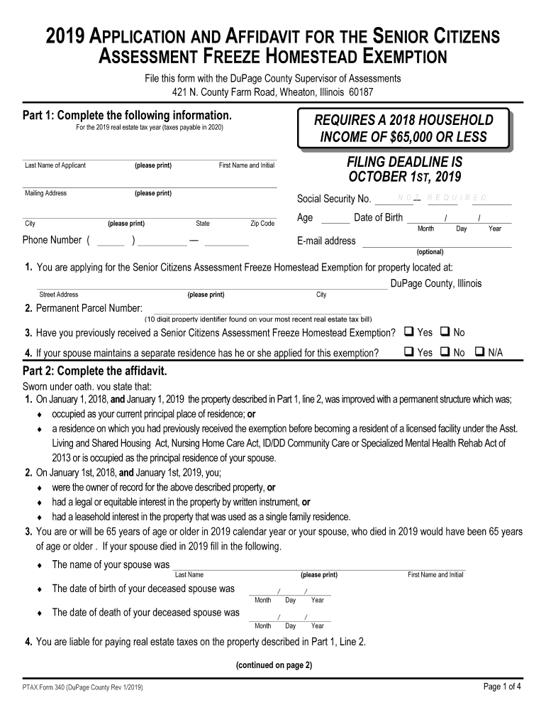 Fillable Online 2018 application and affidavit for the senior citizens ...