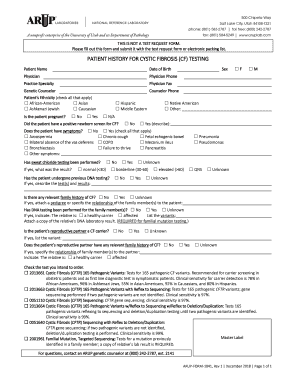 Fillable Online ARUP-FORM-1041 Cystic Fibrosis Patient History Fax ...