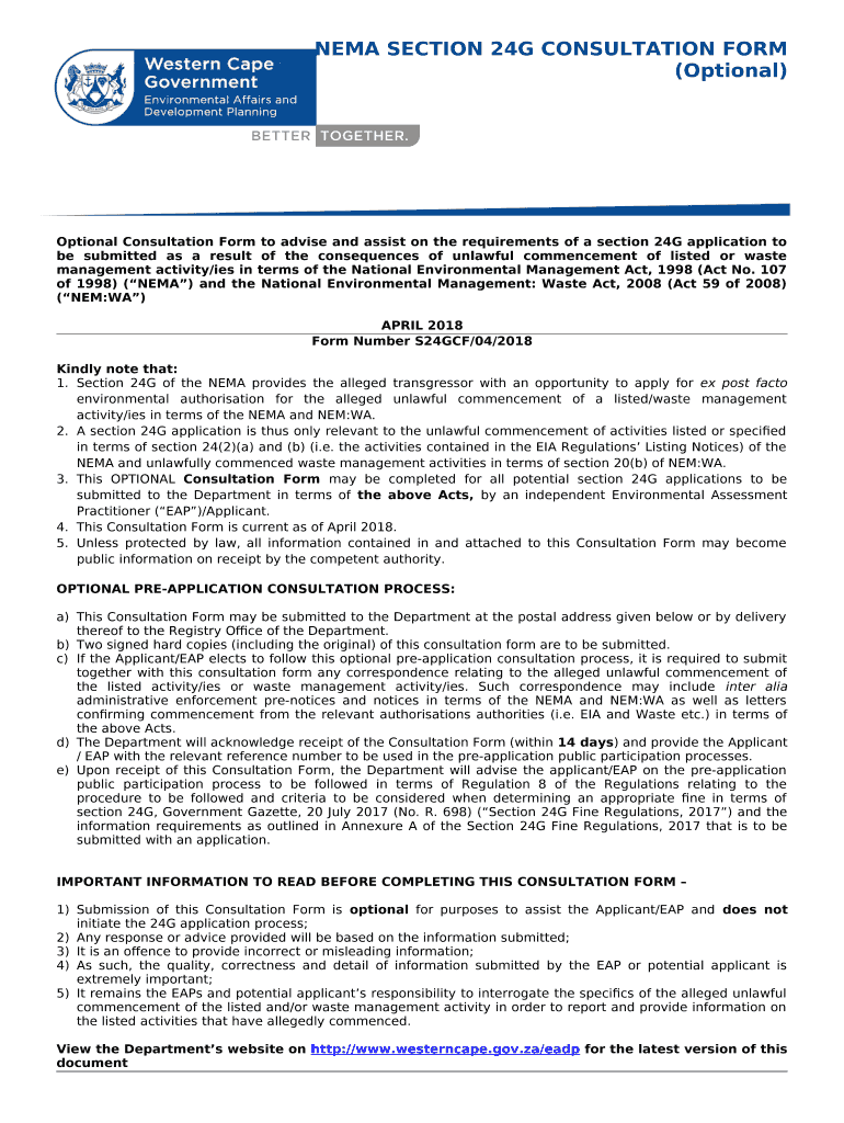 24g application & checklist - Cape EAPrac Doc Template | pdfFiller