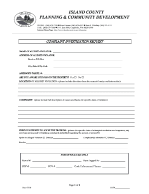Fillable Online Complaint Investigation Request Form Fax Email Print ...