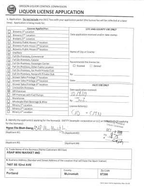 Fillable Online OLCC Liquor Licensing Apply for a Liquor License ...