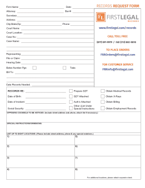 Fillable Online Records Request Form - First Legal Fax Email Print ...