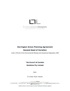 Fillable Online Harrington Grove Planning Agreement Second Deed of ...