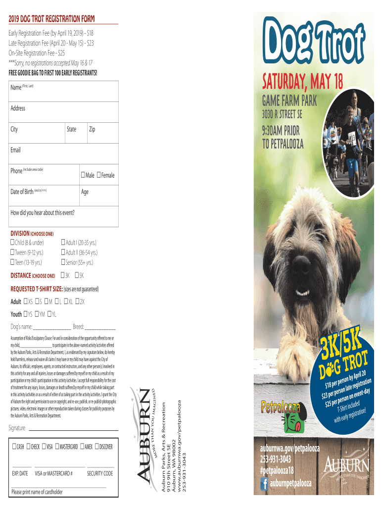Fillable Online 2019 DOG TROT REGISTRATION FORM Fax Email Print - pdfFiller