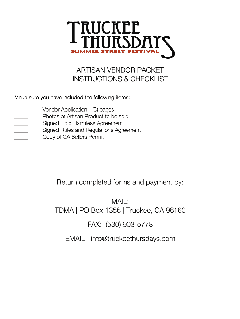 Fillable Online ARTISAN VENDOR PACKET INSTRUCTIONS ... - Squarespace ...