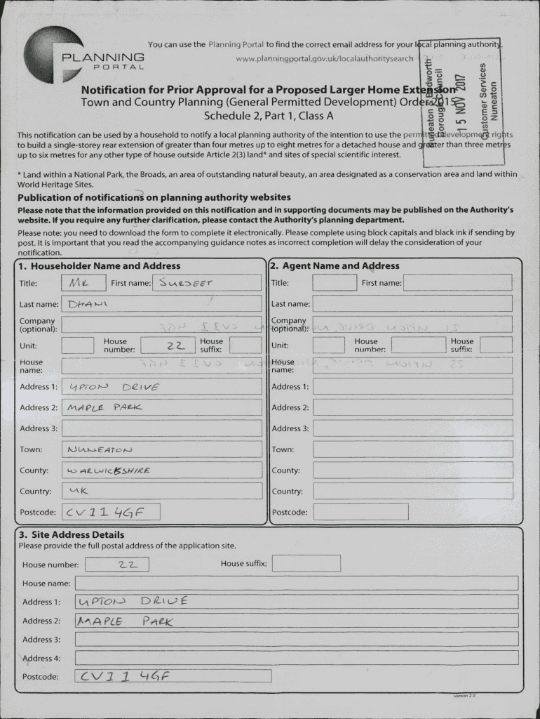 Fillable Online Time limited PD rights for rear extensions made ...