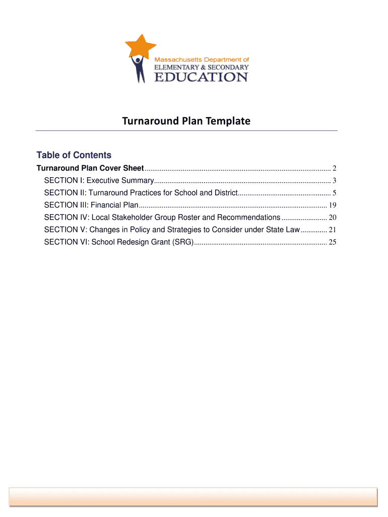 Fillable Online Turnaround Plan Template - New Bedford Public Schools ...