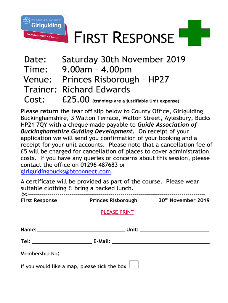 Fillable Online first response - Girlguiding Buckinghamshire Fax Email ...