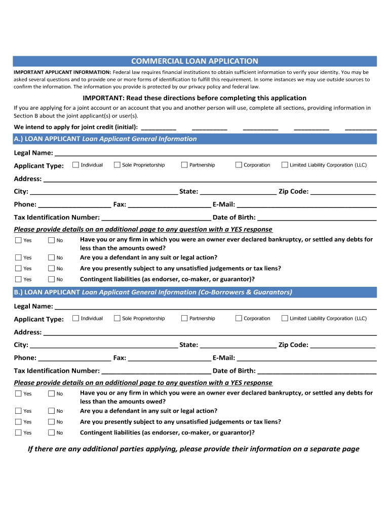 Fillable Online Front Page (Joint Credit, Applicant Information).xlsx ...