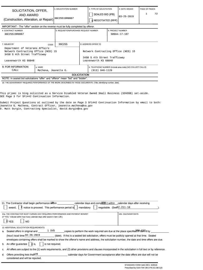 VA SF-1442 - VA.gov Doc Template | pdfFiller