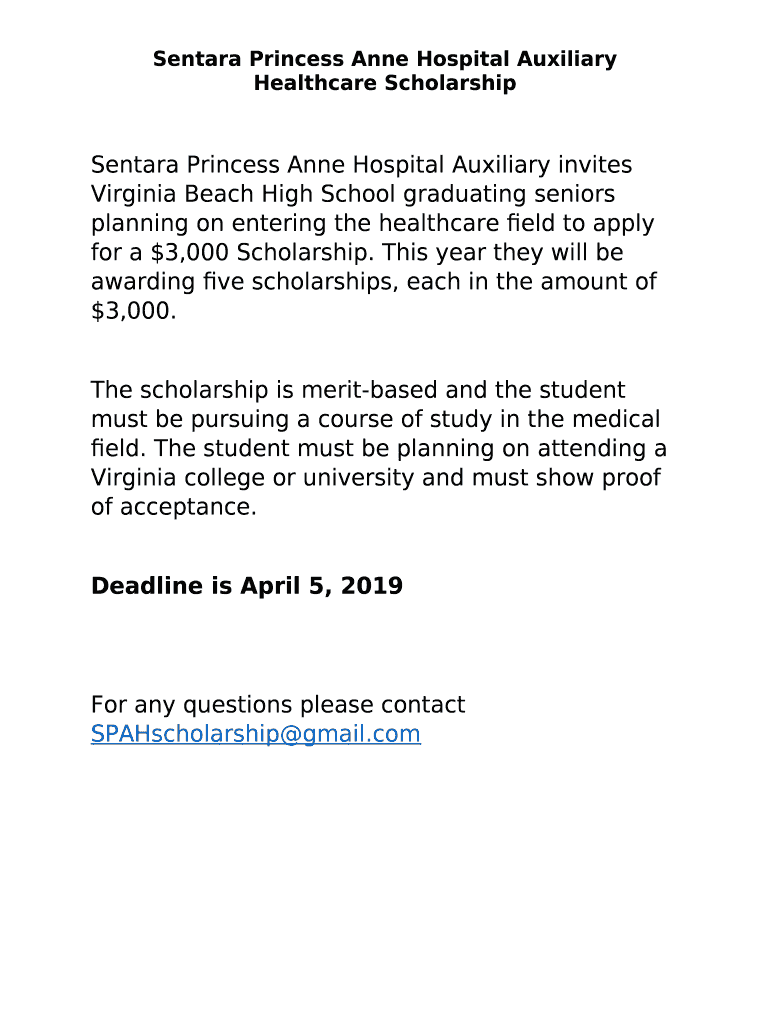 Sentara Princess Anne Hospital Auxiliary Healthcare ... Doc Template ...