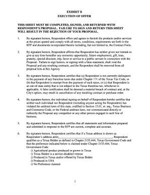 Fillable Online EXHIBIT B: EXECUTION OF OFFER 002.7800.026 EXHIBIT B ...