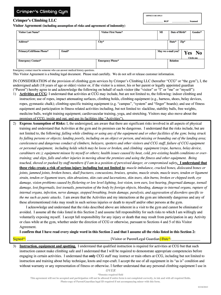 Fillable Online Visitors Agreement - Smartwaiver Fax Email Print ...
