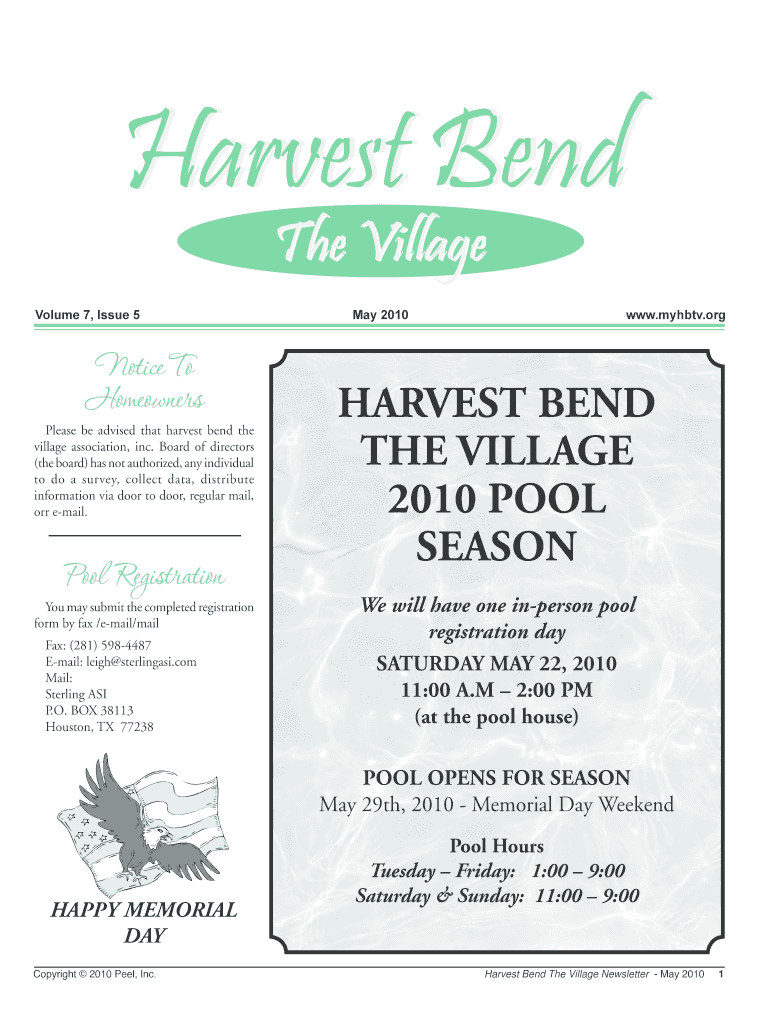 Fillable Online Harvest Bend The Village - Houston, TexasNeighborhoods ...