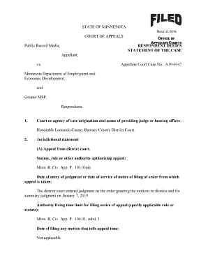 Fillable Online STATE OF MINNESOTA COURT OF APPEALS Public Record ...
