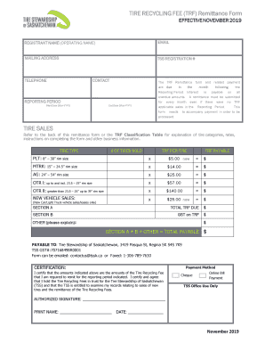 Fillable Online tire sales tire recycling fee (trf) remittance form ...