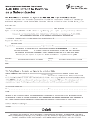 Fillable Online PPS MWBE A3 EBE Intent to Perform Form copy Fax Email ...