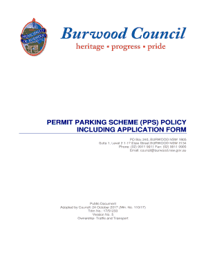 Fillable Online PERMIT PARKING SCHEME (PPS) POLICY INCLUDING APPLICATION FORM Fax Email Print ...