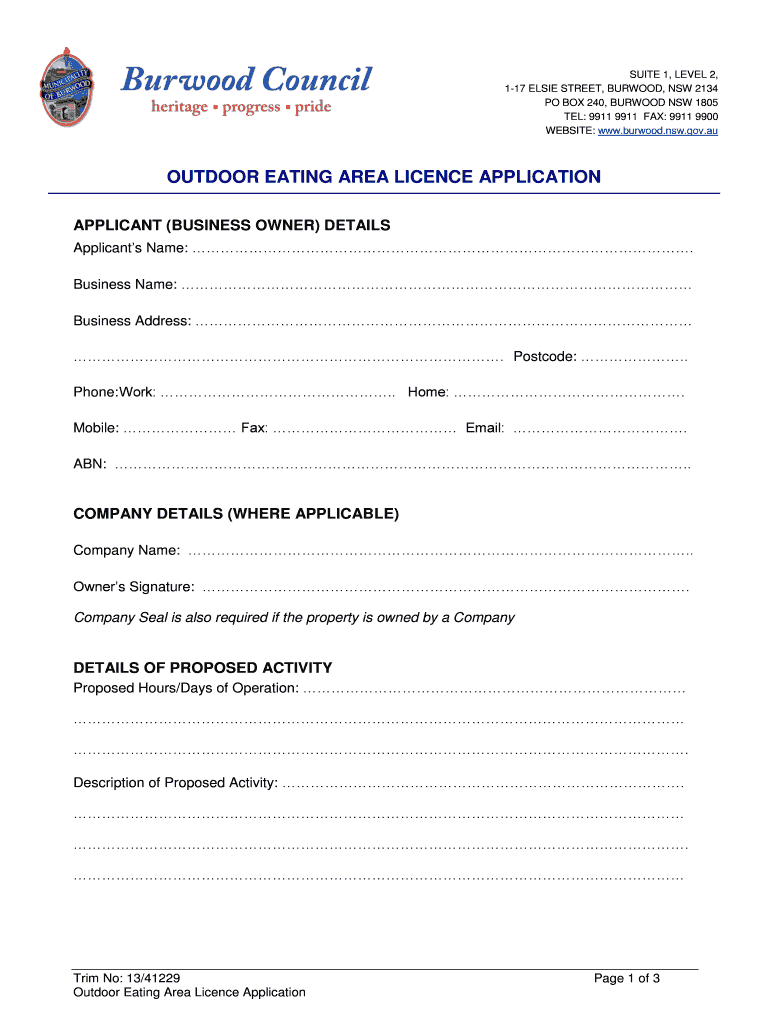 Fillable Online Application Form for Registration of Food Premises 2018 ...