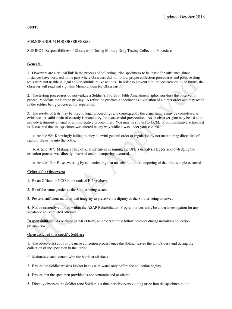 Fillable Online UNIT MEMORANDUM FOR RECORD FOR THE ... Fax Email Print ...