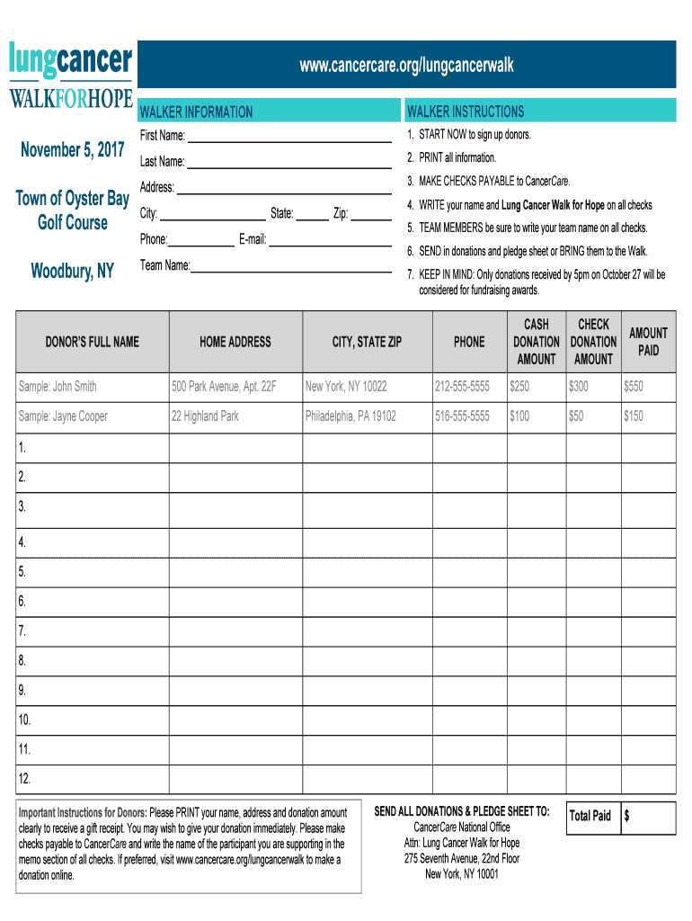 Fillable Online community cancercare Donation & Pledge Tracking Form ...