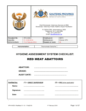 Fillable Online hygiene assessment system evaluation sheet - NICD Fax ...