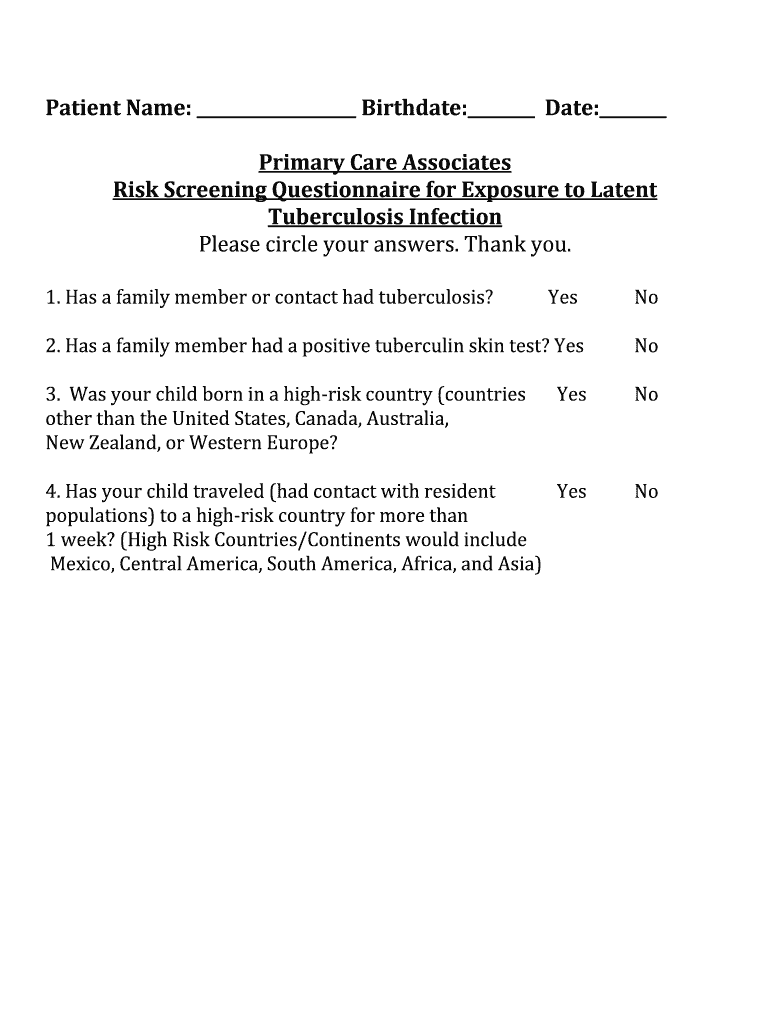 Fillable Online TB-4 TB Risk Assessment Form Fax Email Print - pdfFiller