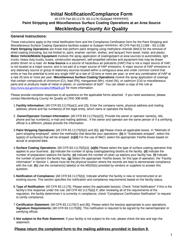 Initial Notification/Compliance - Mecklenburg County Doc Template | pdfFiller