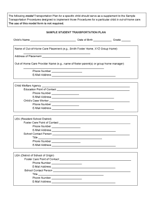 Fillable Online dpi wi Sample Student Transportation Plan Fax Email ...