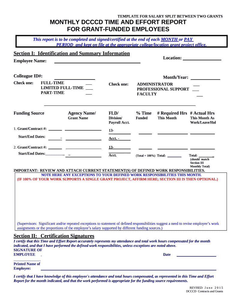 DISTRICT TIME AND EFFORT DOCUMENTATION - Time Effort Split Btw Two ...