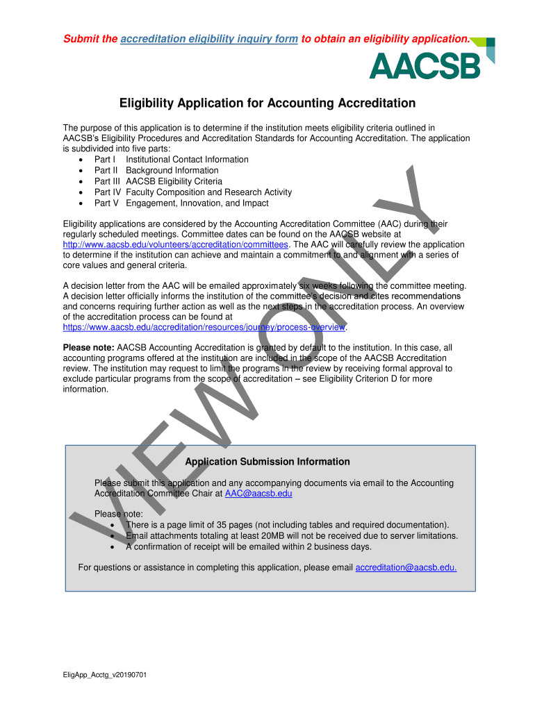 Fillable Online Eligibility Process and Application - AACSB International Fax Email Print ...
