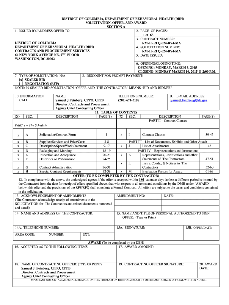 Fillable Online doh dc RM-15-RFQ-024-BY4-MA Fax Email Print - pdfFiller