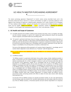 Fillable Online purchasing uclahealth Master Purchase Agreement Version ...