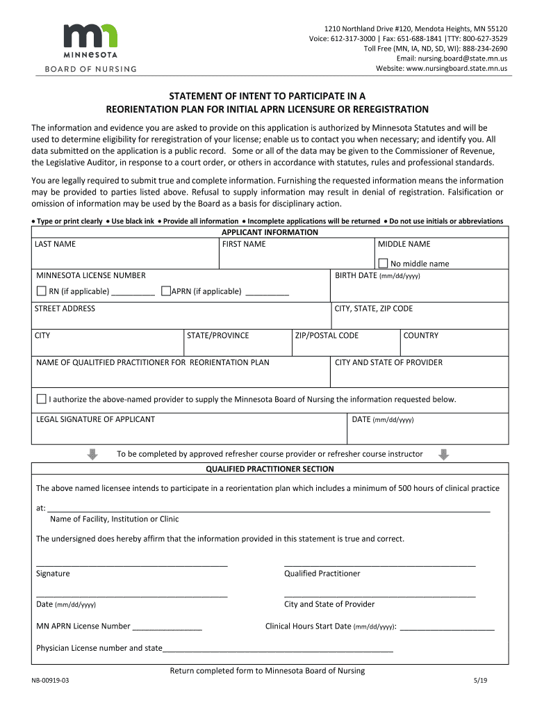 Fillable Online Statement of Intent to Participate in a Reorientation ...