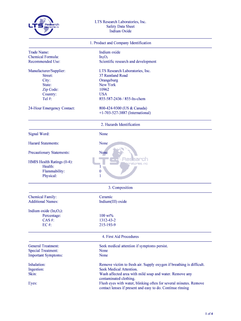 Fillable Online lts research laboratories, inc. material safety data ...