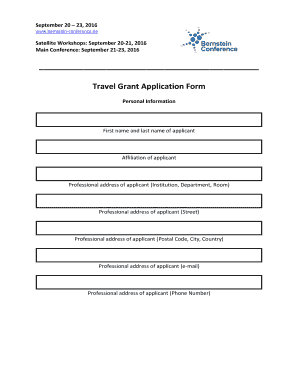 Fillable Online Travel Grant Application Form - Bernstein Netzwerk ...